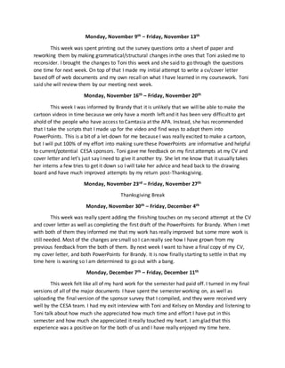 Weekly Journal of my APA Internship - Dane | DOCX