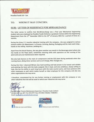 Industrial Training Reference Letter | PDF