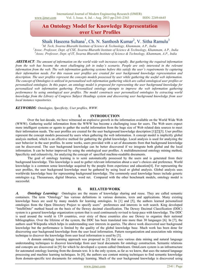 An Ontology Model for Knowledge Representation over User Profiles | PDF