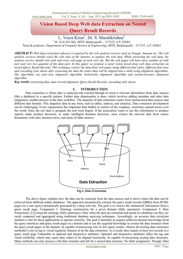 Vision Based Deep Web data Extraction on Nested Query Result Records | PDF | Web Design and HTML ...
