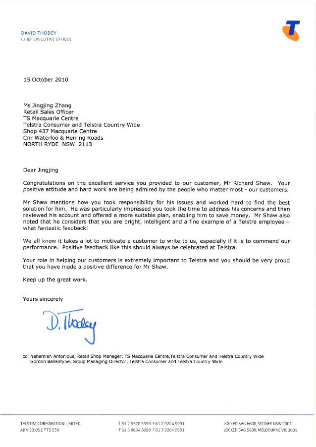 CEO Recognition Letter CEO Recognition Letter