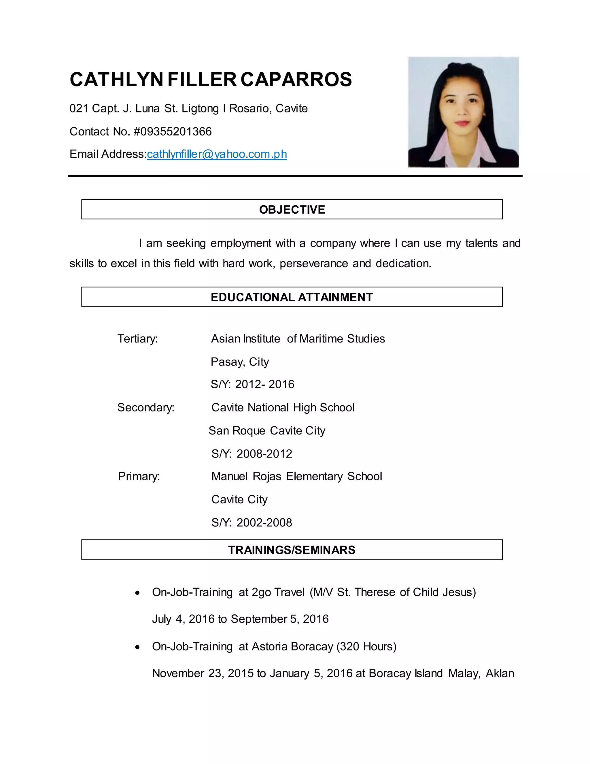 Cathlyn Caparros Resume | DOCX