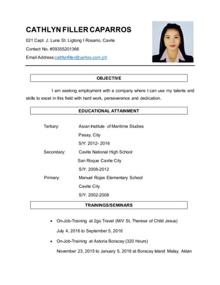 Cathlyn Caparros Resume | DOCX