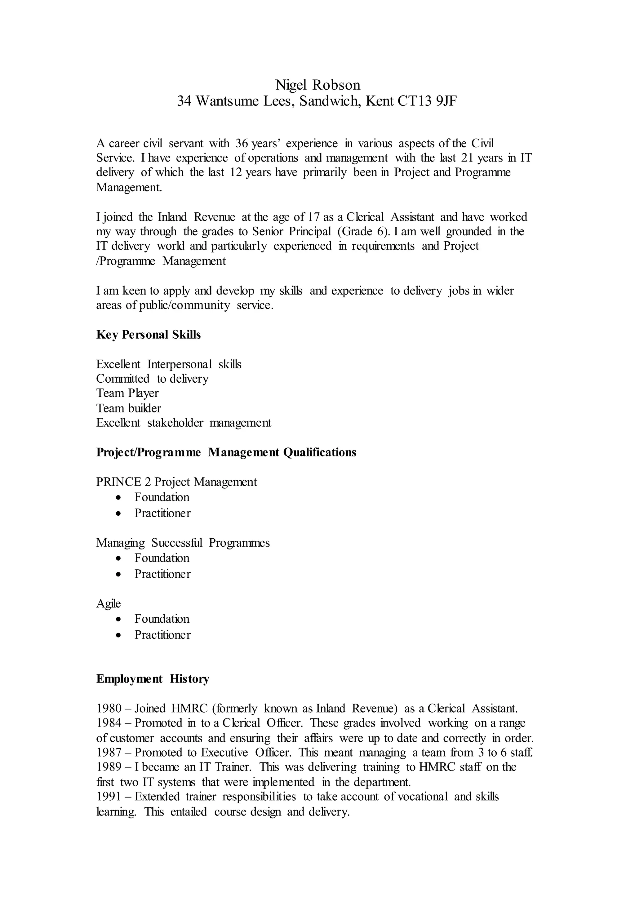 Nigel Robson CV | DOCX