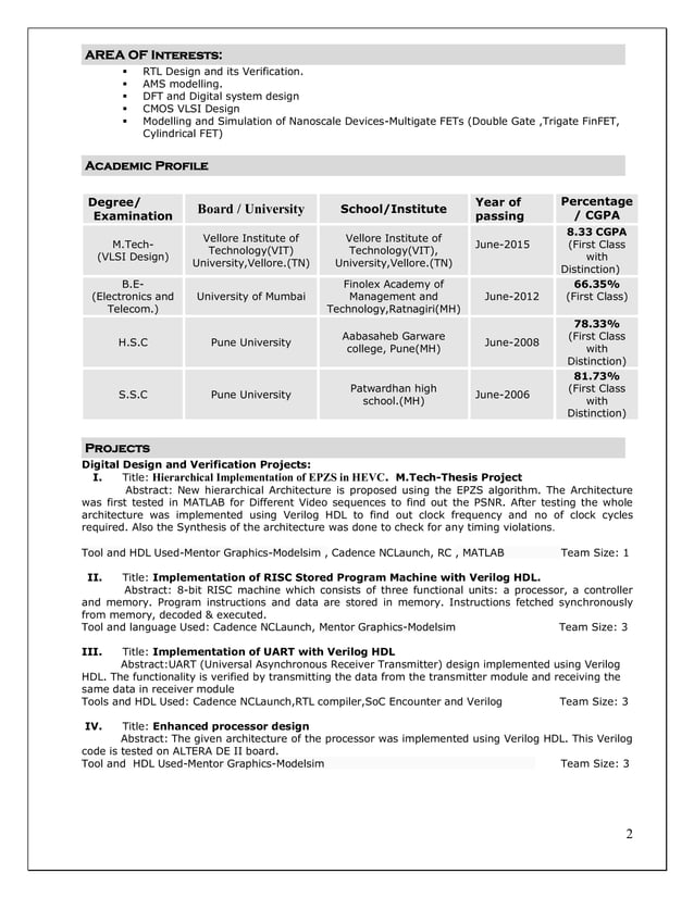 Resume_Prathamesh_VLSI_VIT_UNIVERSITY_Cadence_11Months_Exp | PDF