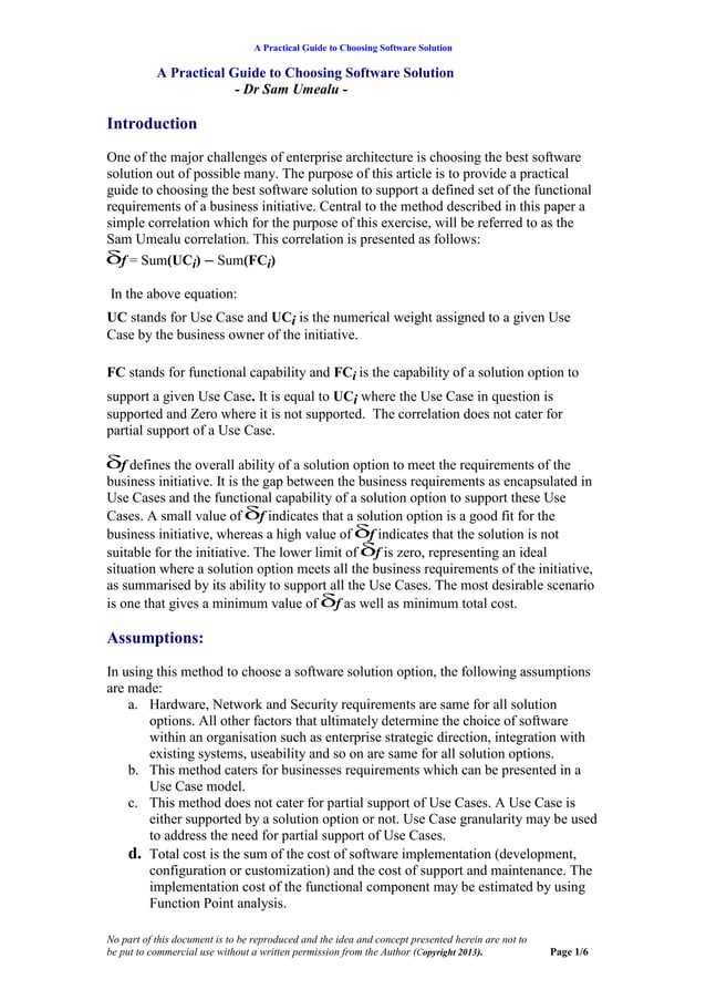 Solution Selection | PDF