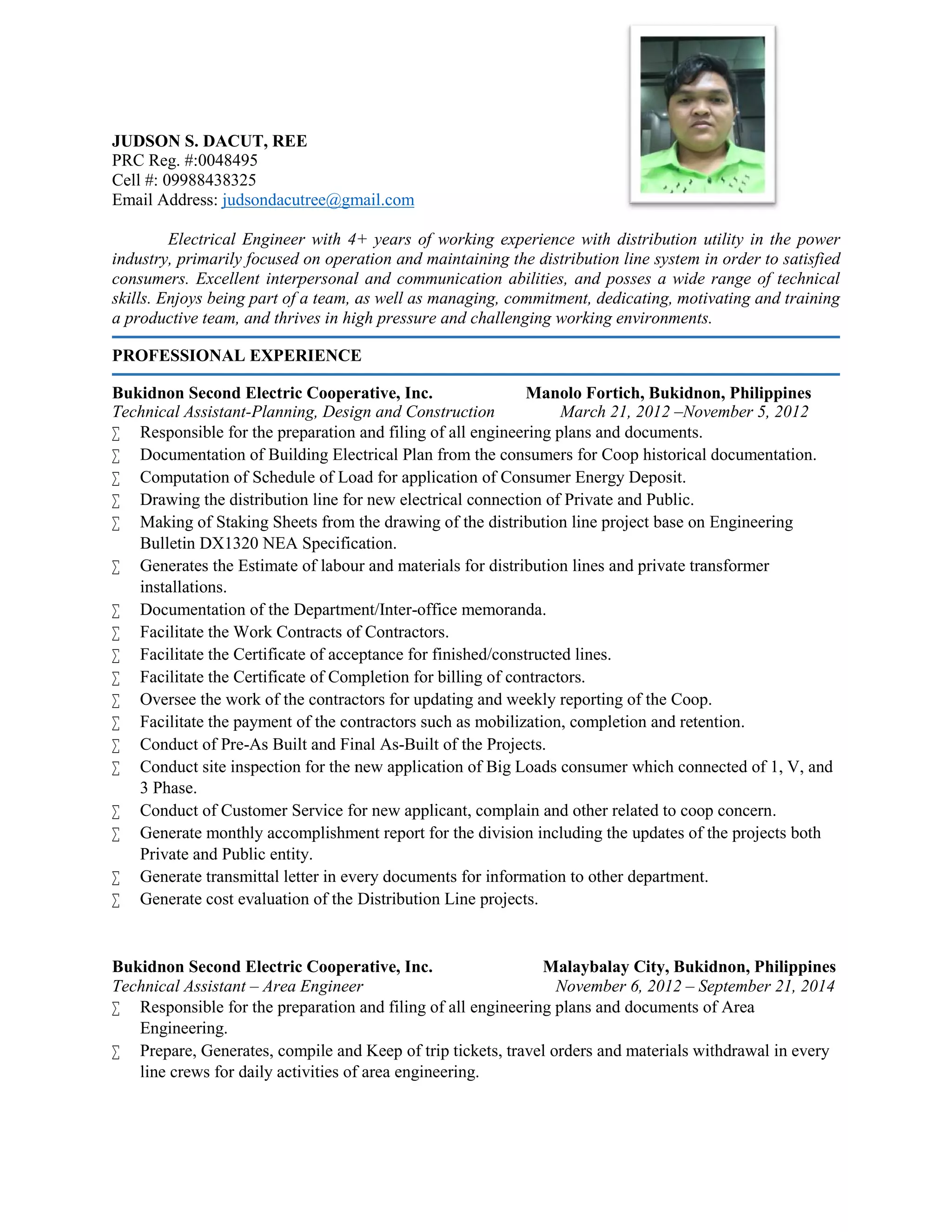 Judson S. Dacut, REE RESUME | PDF