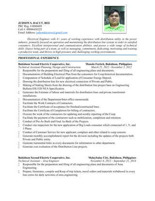 Judson S. Dacut, REE RESUME | PDF