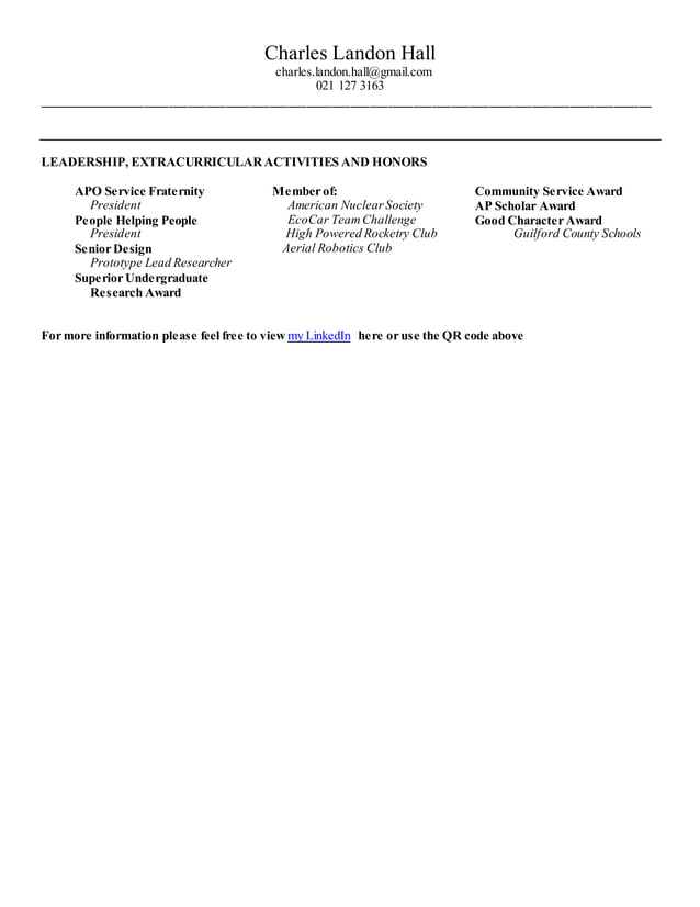Landon Hall CV | PDF