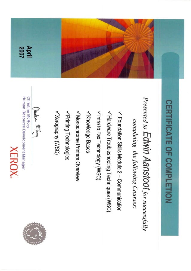 Xerox certification | PDF