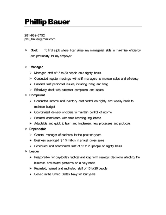 Phil resume | DOCX | Business Administration | Business