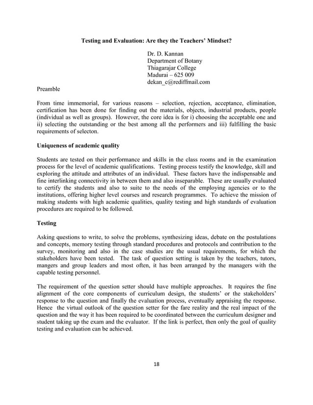 Testing And Evaluation Pdf