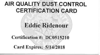 CCDAQ Dust Control Certificate Card | PDF