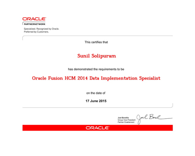Oracle Fusion Hcm 2014 Data Implementation Specialist Certificate Ppt