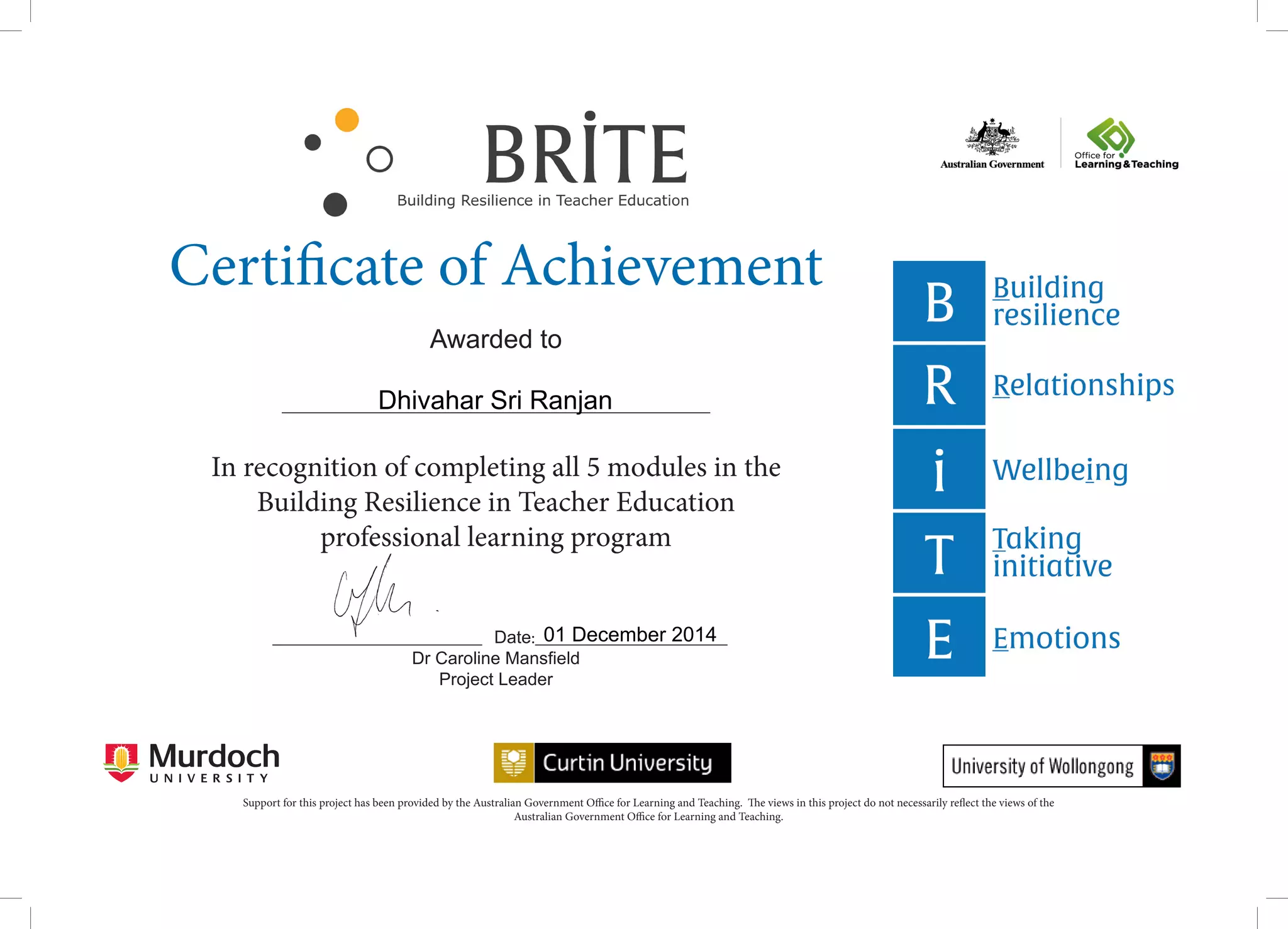 Brite Certificate | PDF | Professional School | Postgraduate Education
