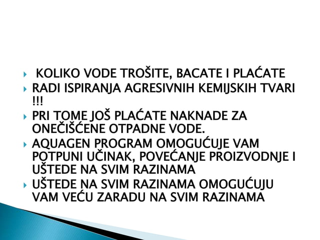 PRIMJENA AQUAGEN PROIZVODA U PROIZVODNJI PIĆA | PPT