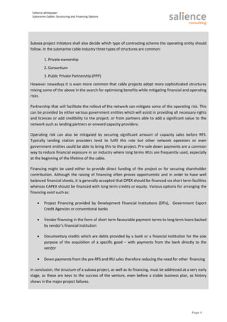 Submarine cables - Structuring and Financing Options Jan 2015_final | PDF