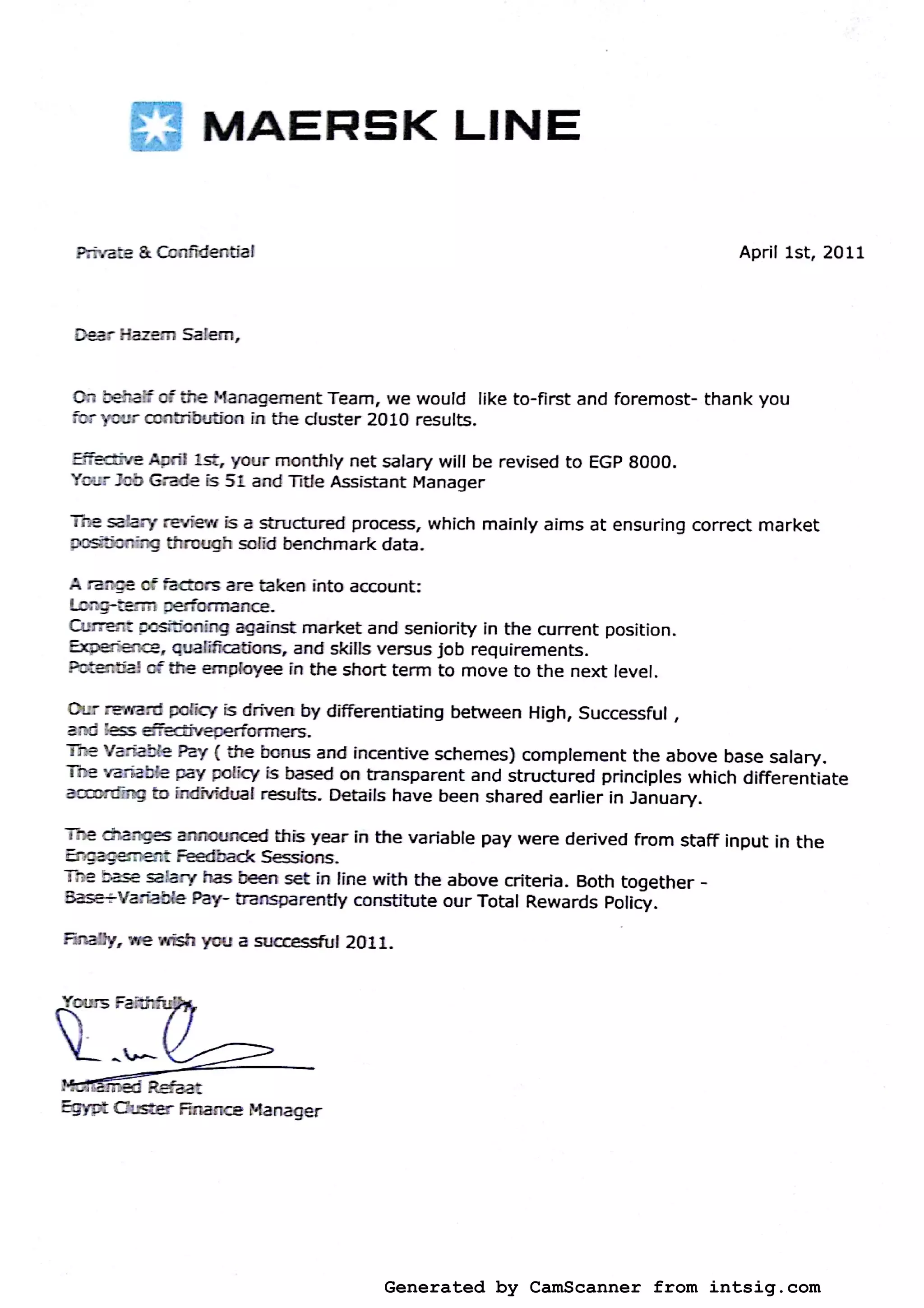 Ref letter Maersk | PDF