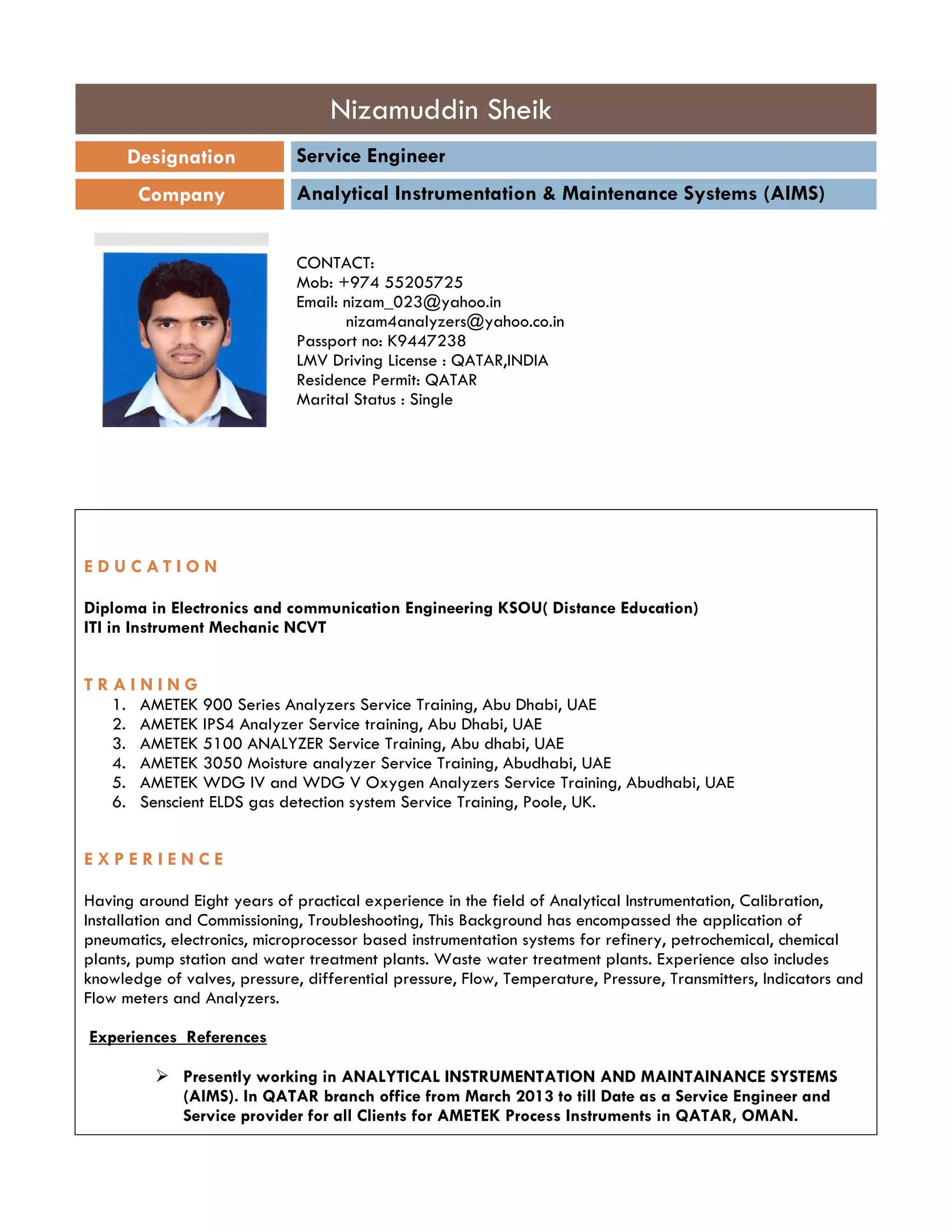 Sheik Nizamuddin CV | PDF