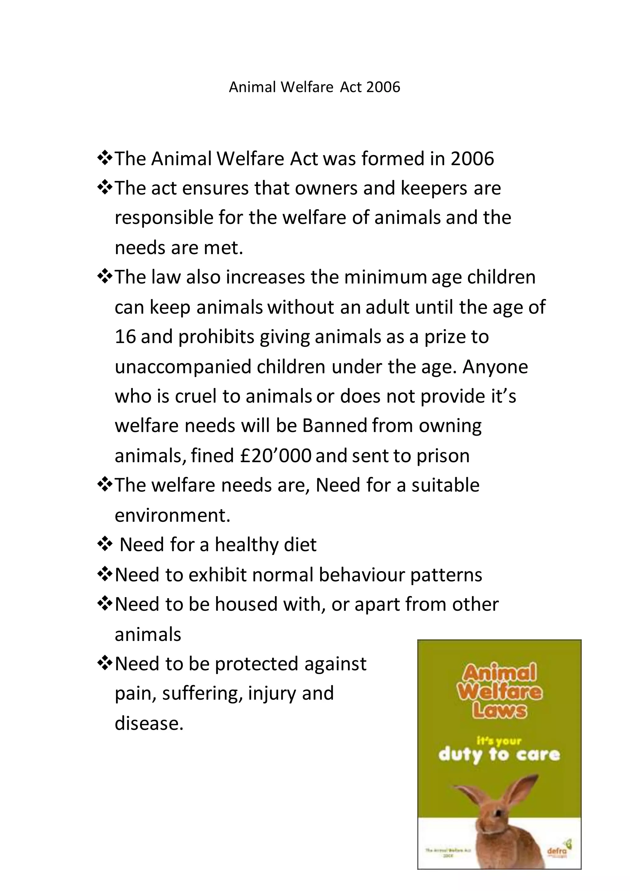 Animal Welfare Act 2006 | DOCX