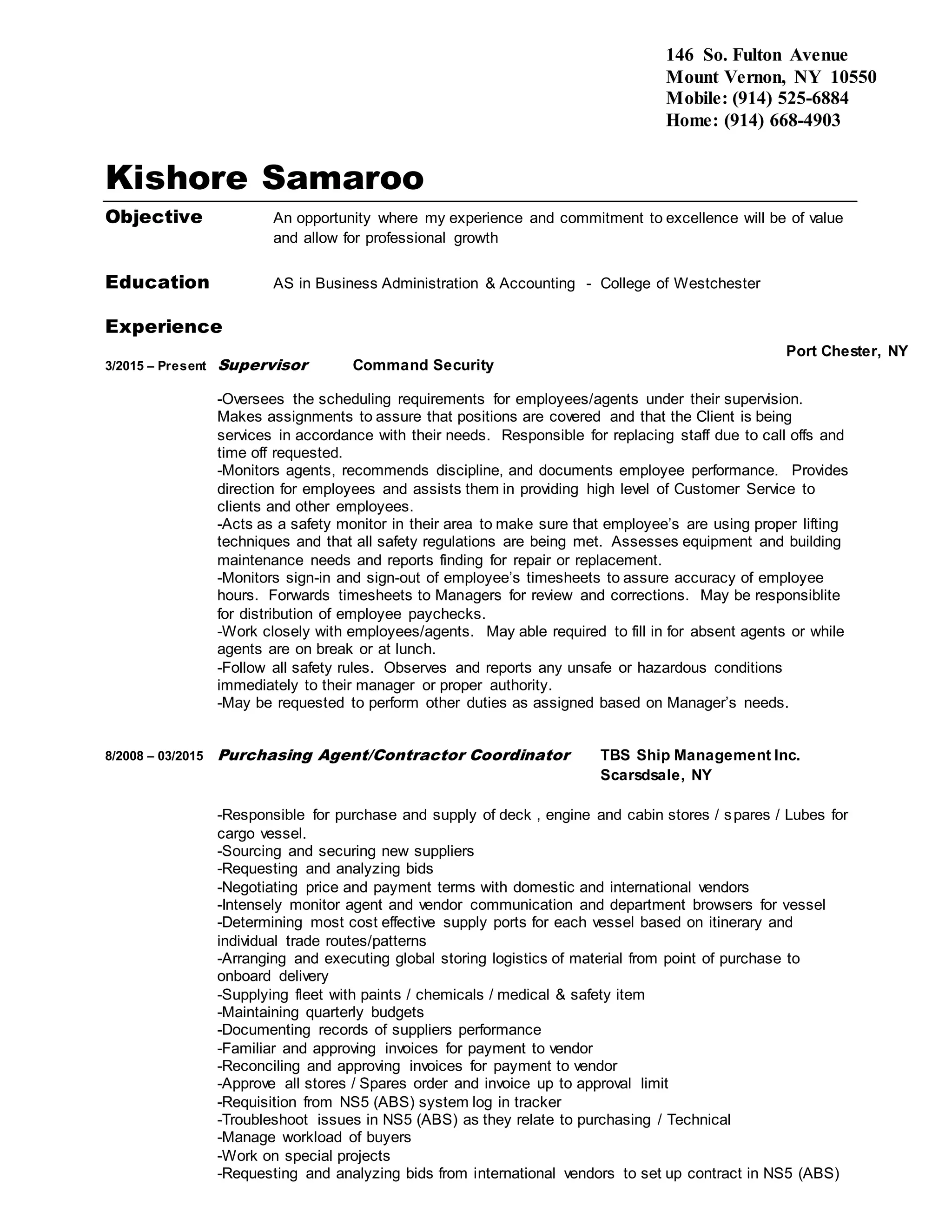 KSamaroo_resume updated august 2016 | DOCX