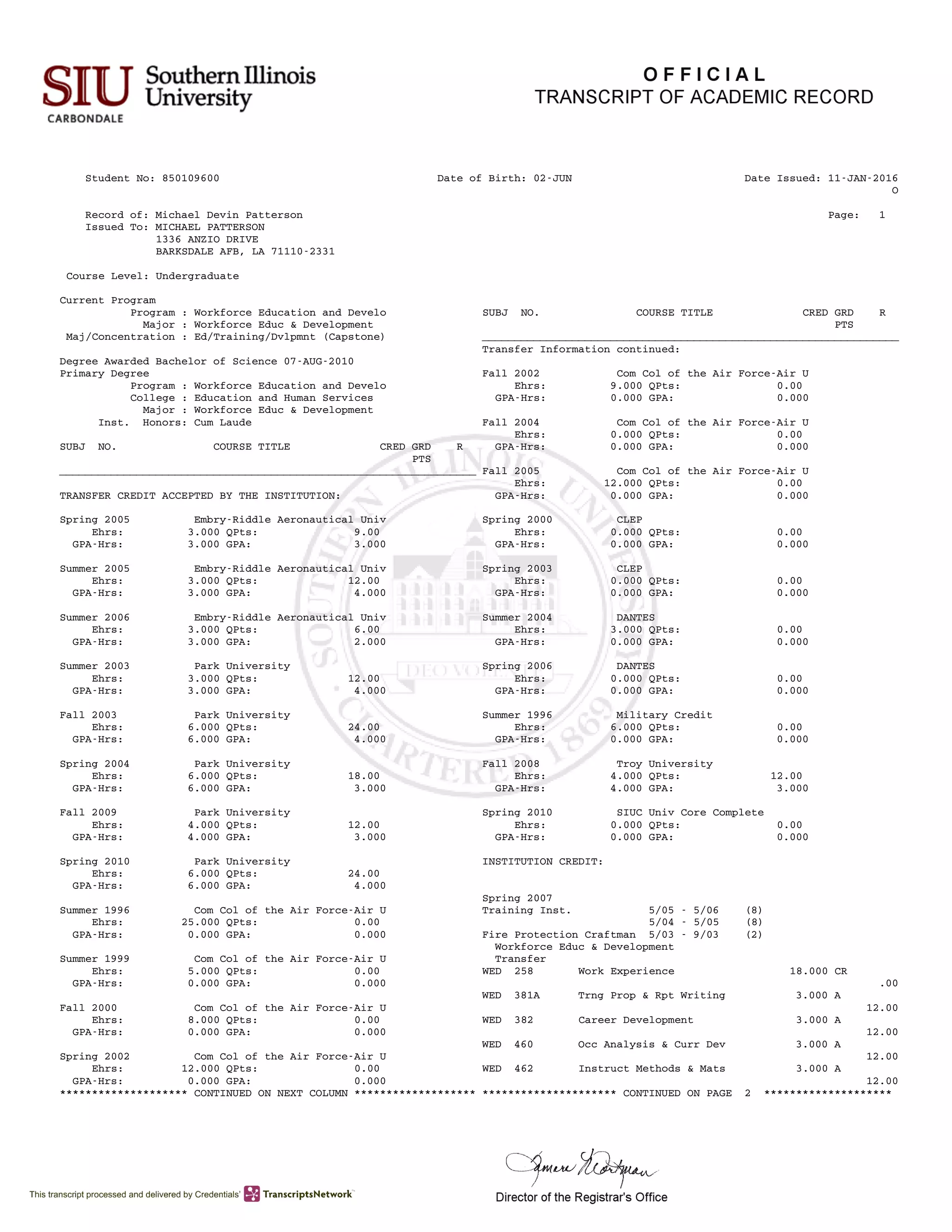 Bachelor's Degree Transcript | PDF