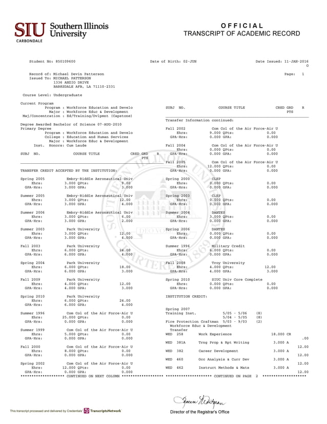 Bachelor's Degree Transcript | PDF