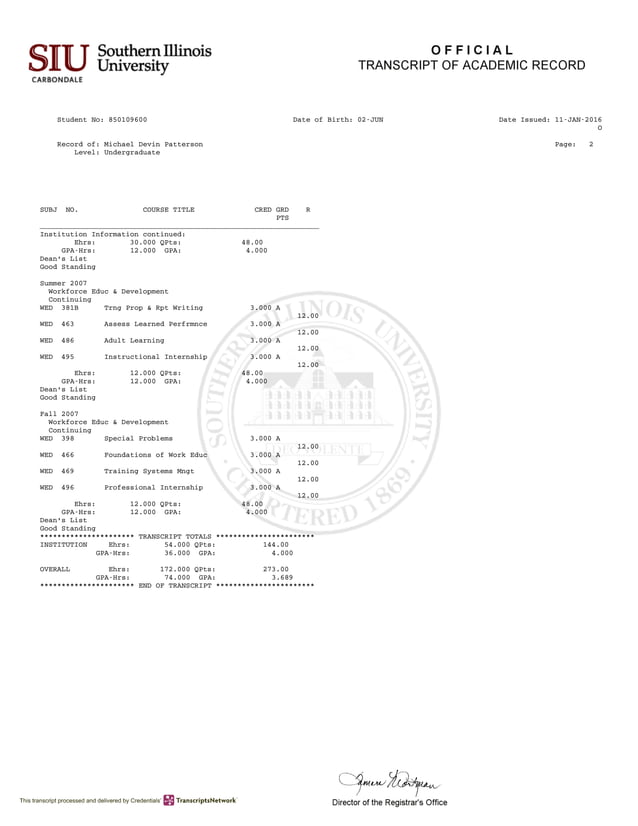 Bachelor's Degree Transcript | PDF