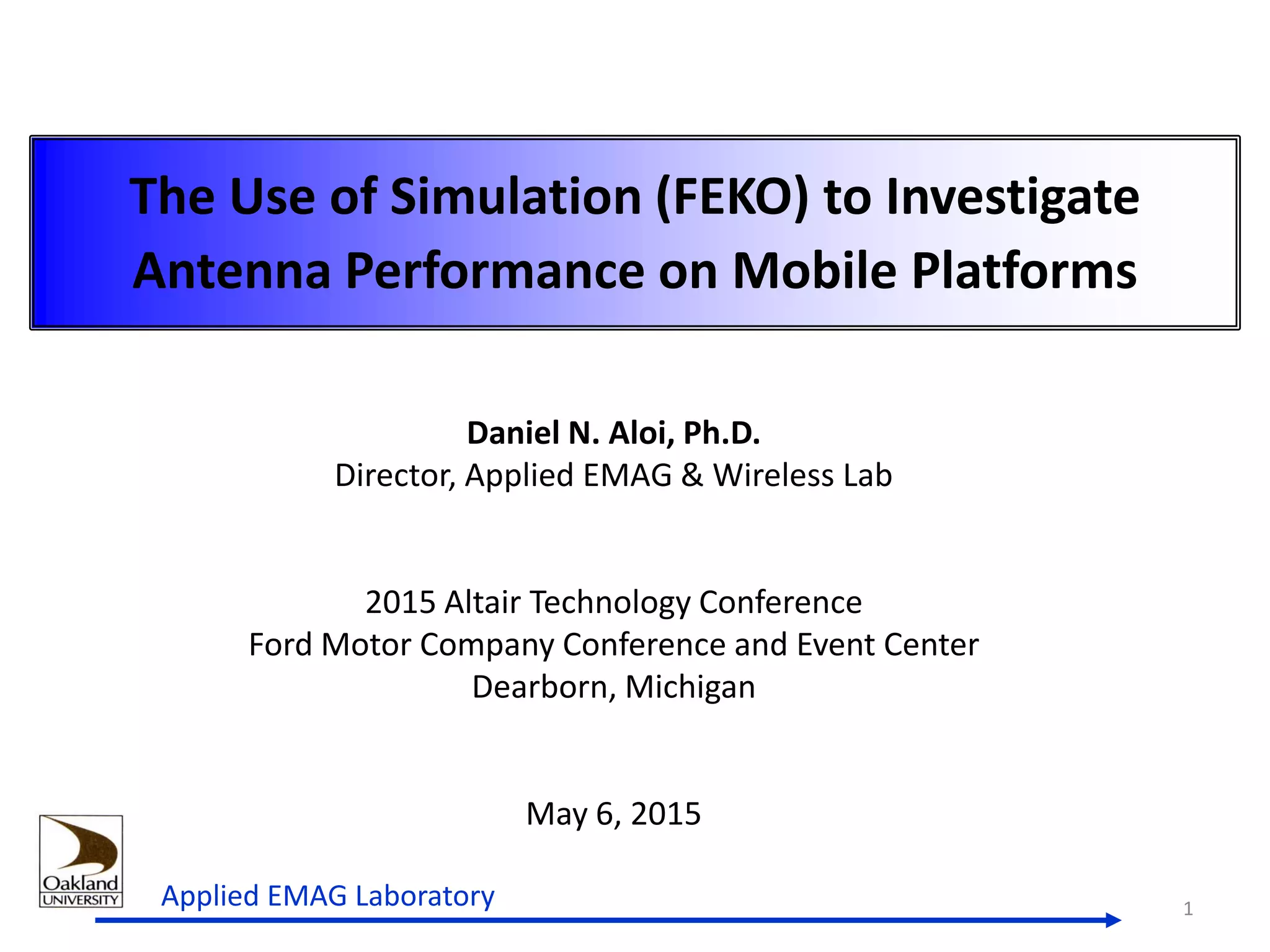 The Use of Suimulation (FEKO) to Investigate Antenna Performance on ...