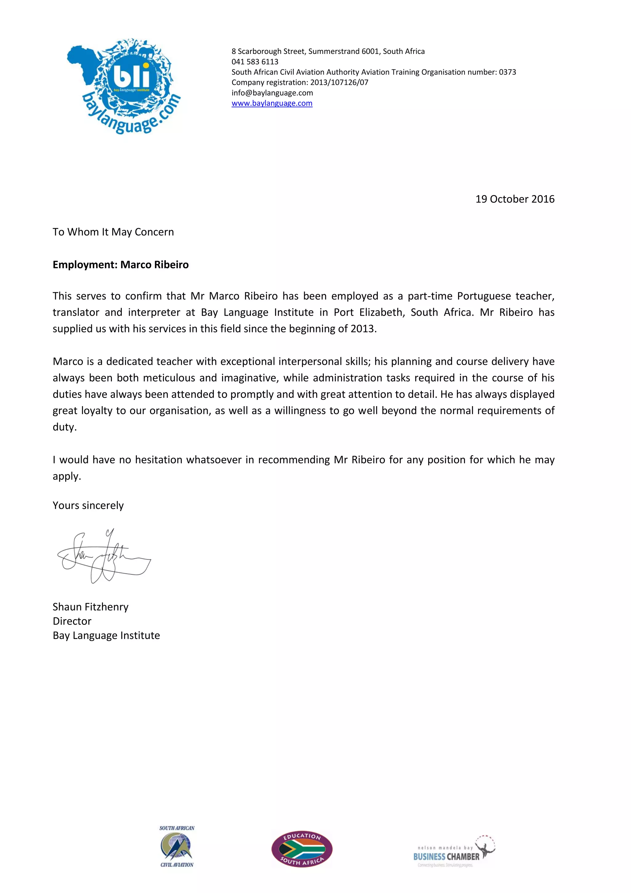 BLI - Marco Reference Letter | PDF