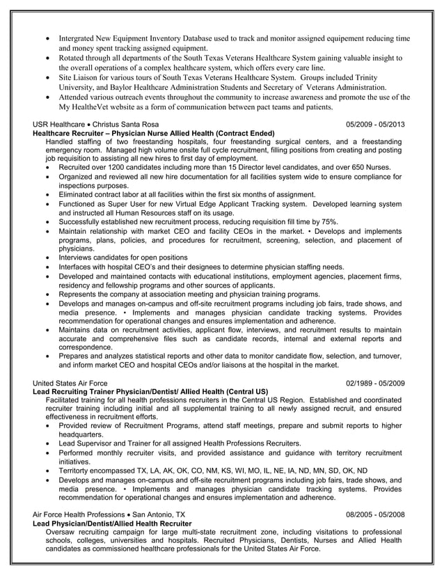Recruiter Physician Resume Civlian Oct 16 | PDF