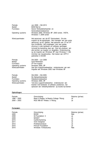 Curriculum Vitea Paul de Waal 2016 | DOCX