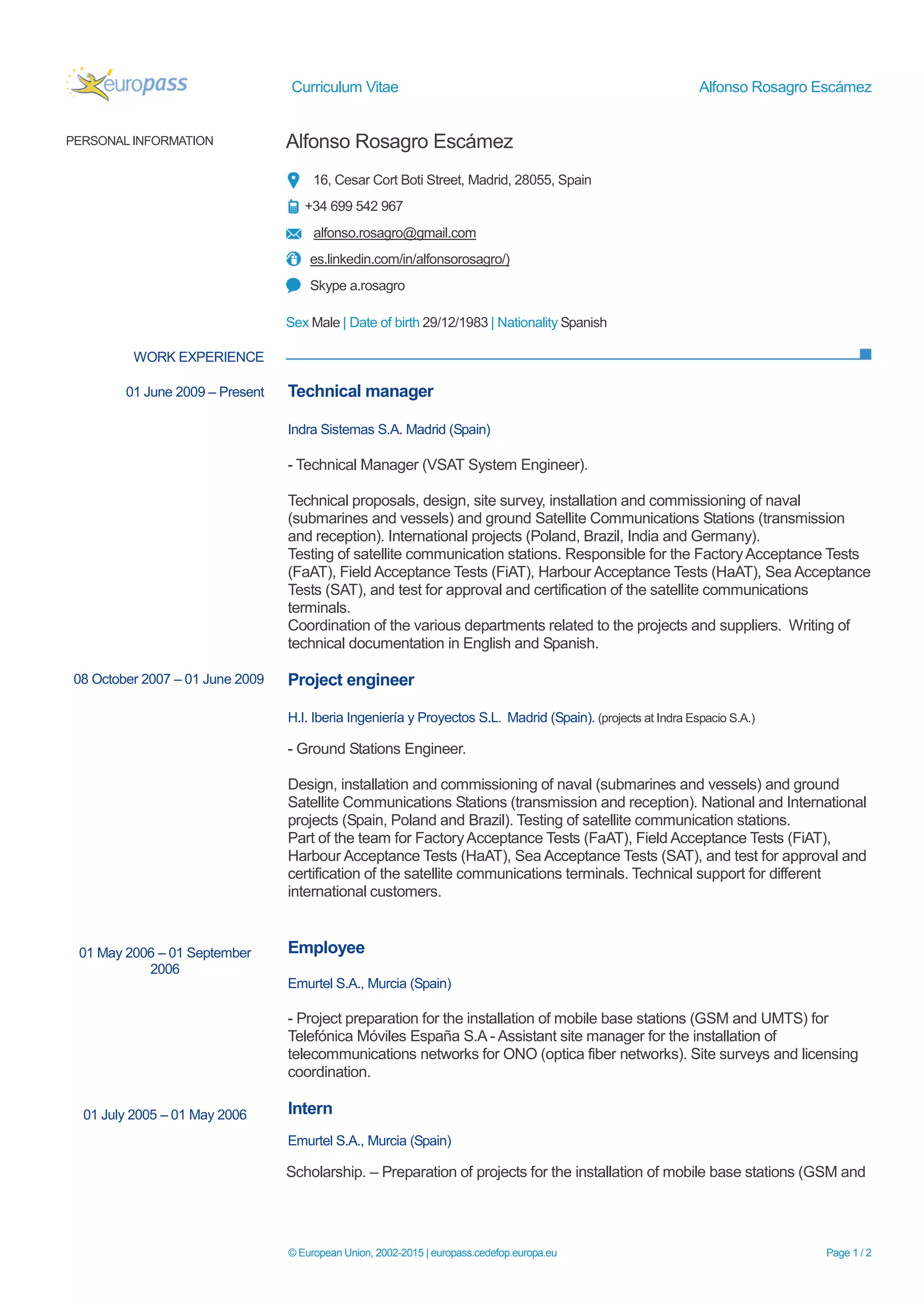 Europass-CV-Alfonso Rosagro Escámez | PDF