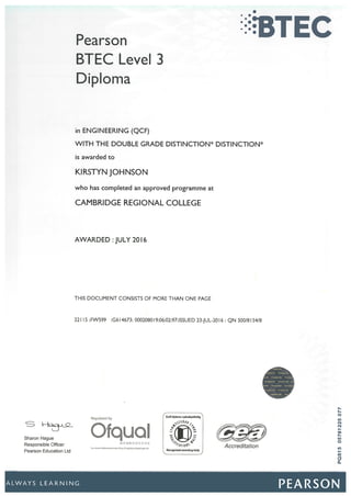 BTEC Level 3 Mechanical Engineering Certificate | PDF