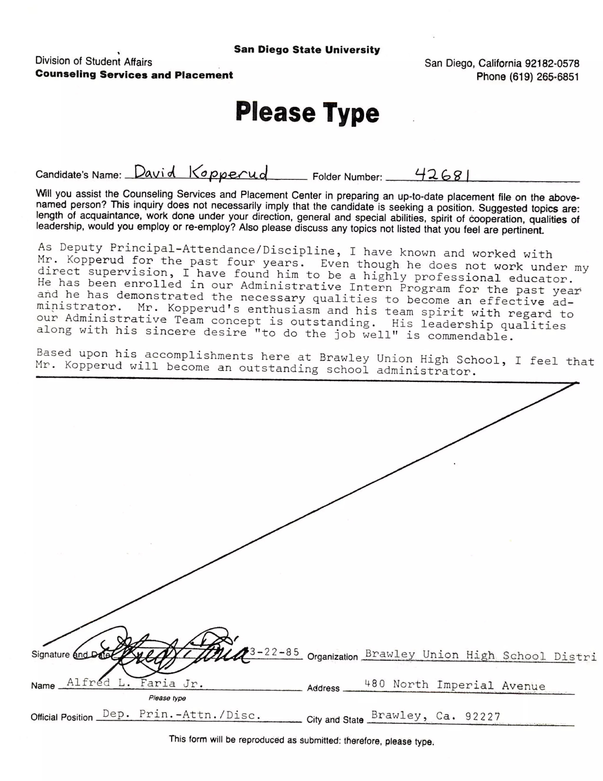 SDSU Credential and Placement Files | PDF