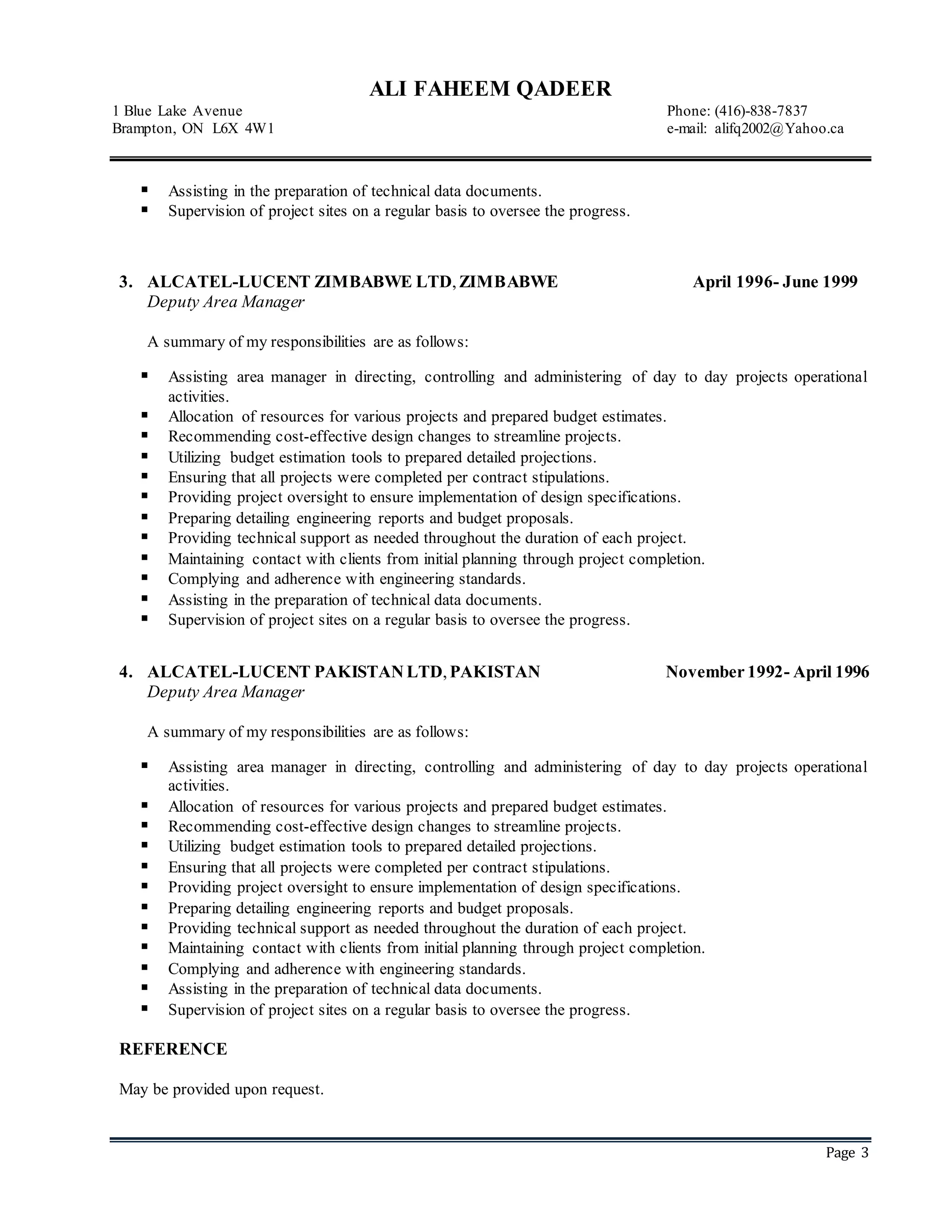 Ali Qadeer- Resume (Nov 2015) a | PDF