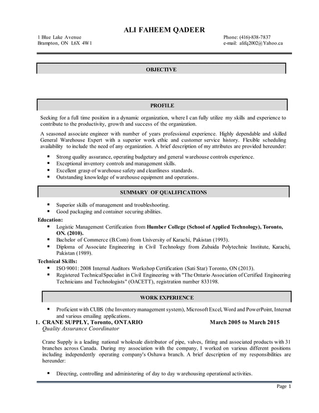 Ali Qadeer- Resume (Nov 2015) a | PDF