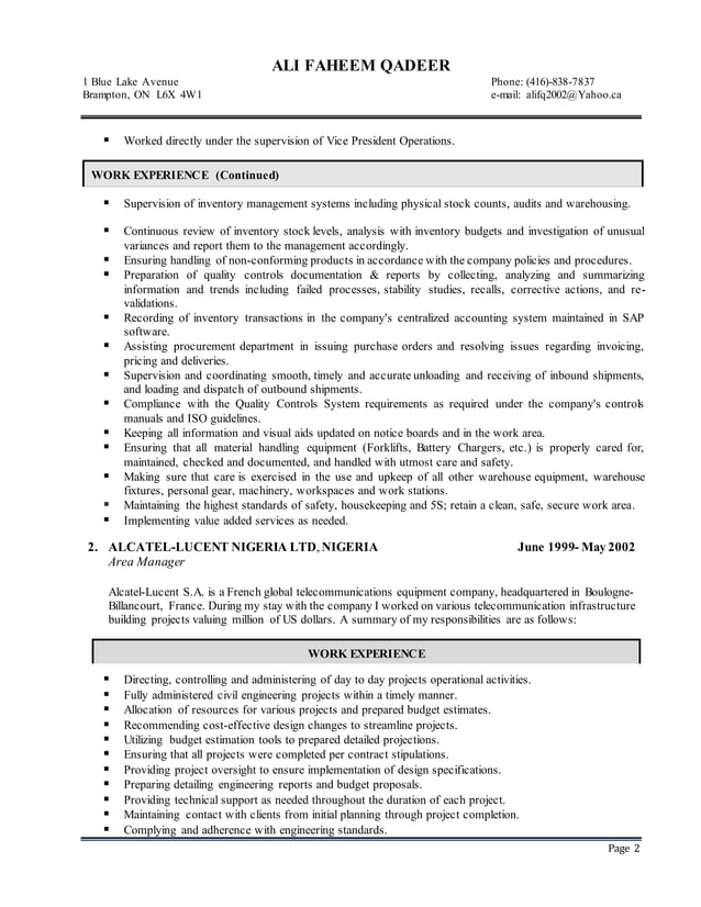 Ali Qadeer- Resume (Nov 2015) a | PDF