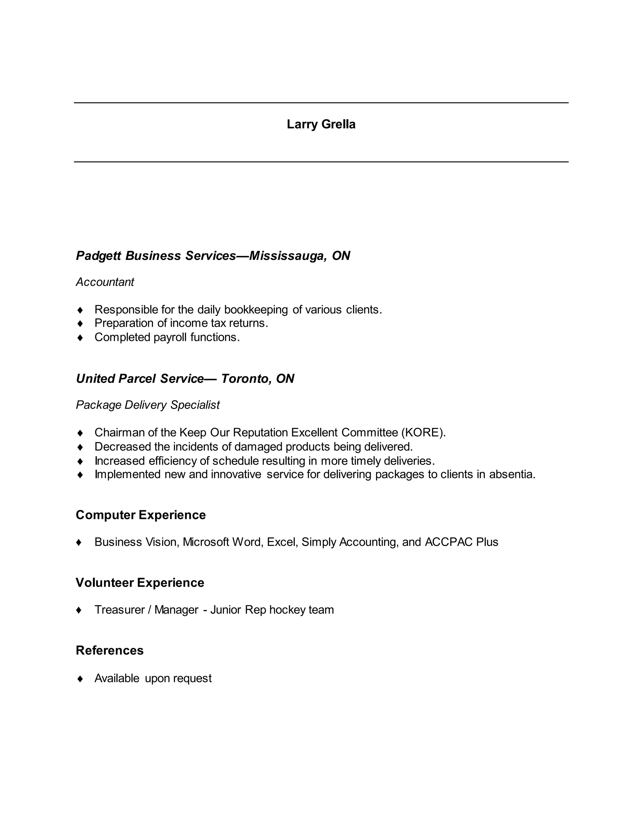 Larry Grella Resume 2015 | DOCX