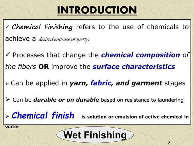 chemical finishing of textiles | PPTX