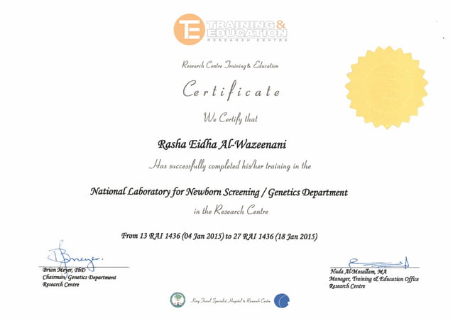 Rasha Training Certificate | PDF