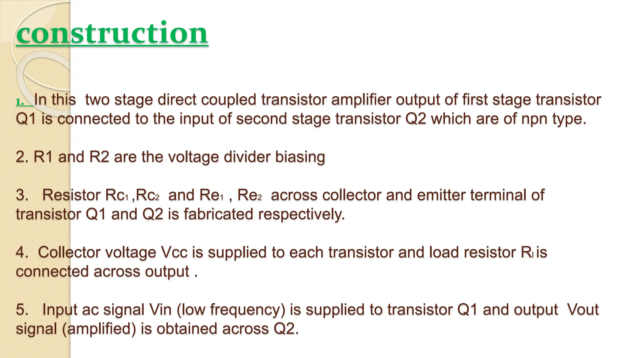 Coupling of Amplifiers- Direct coupled amplifier | PPTX