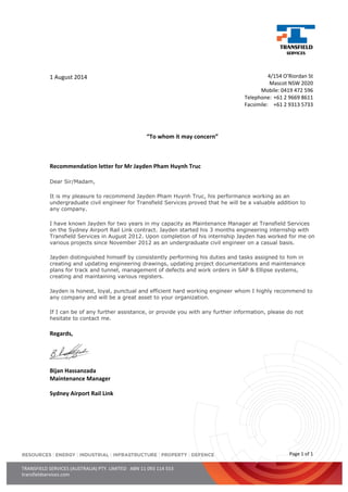 Reference Letter from Bijan Hassanzada | PDF