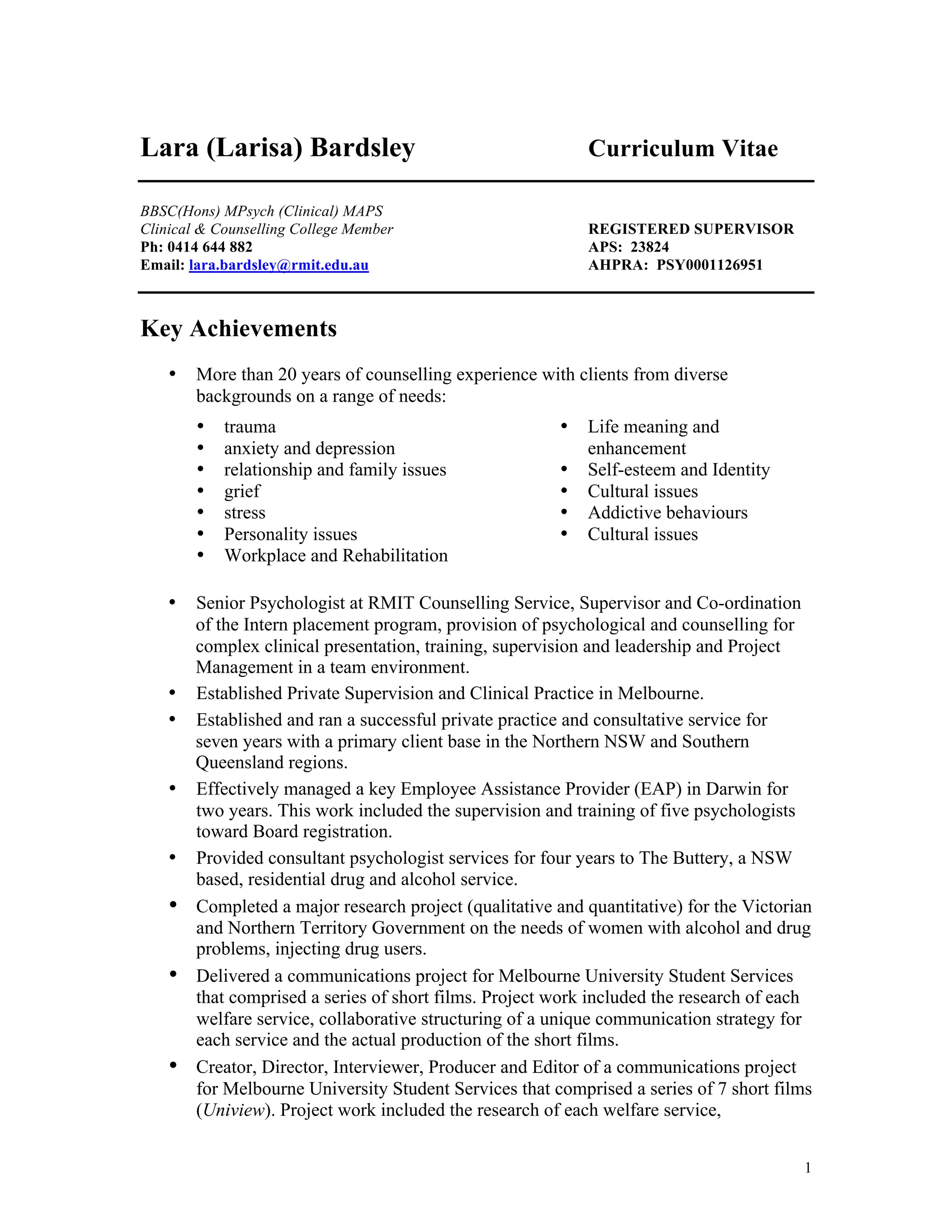 Psychologist CV | PDF