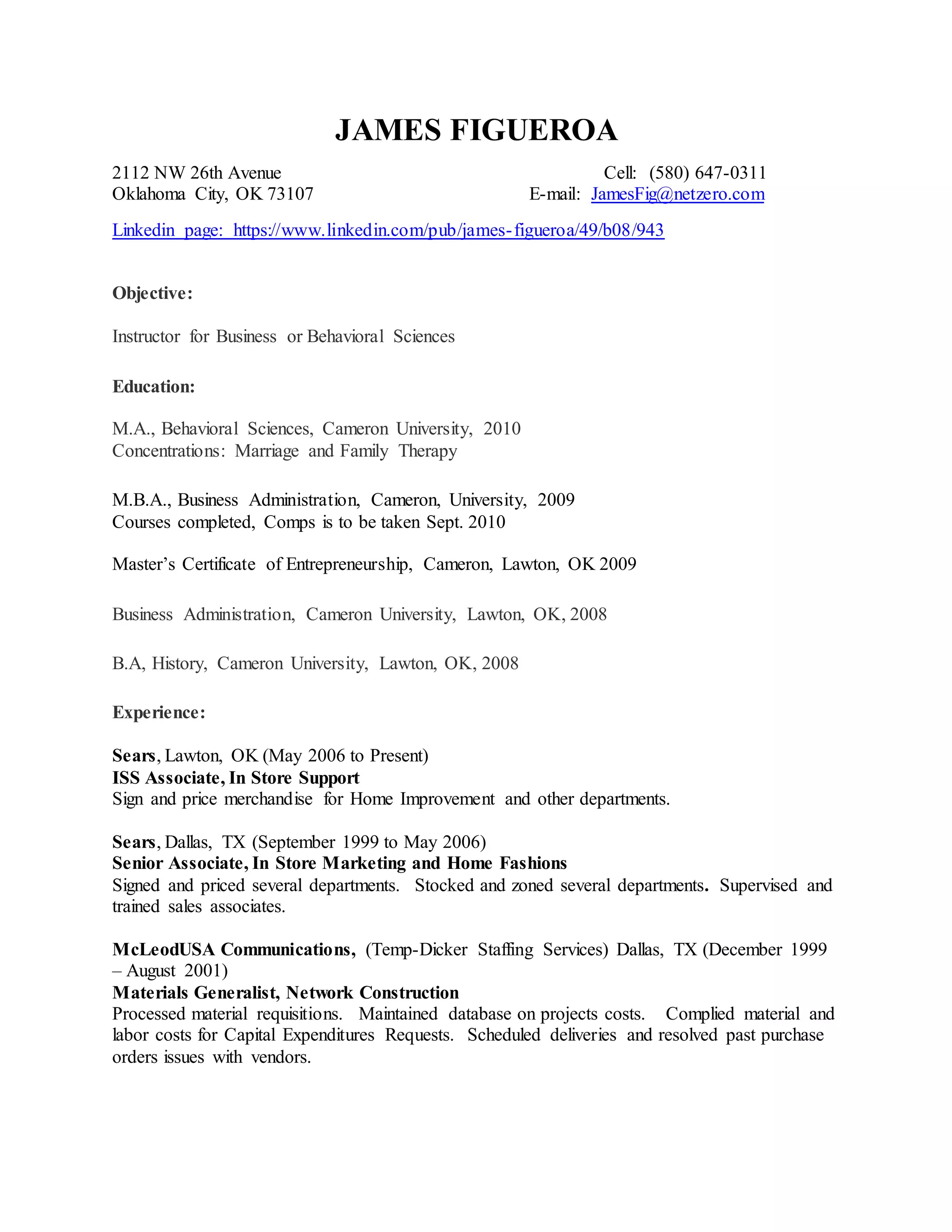 James Figueroa Curriculum Vitae | PDF