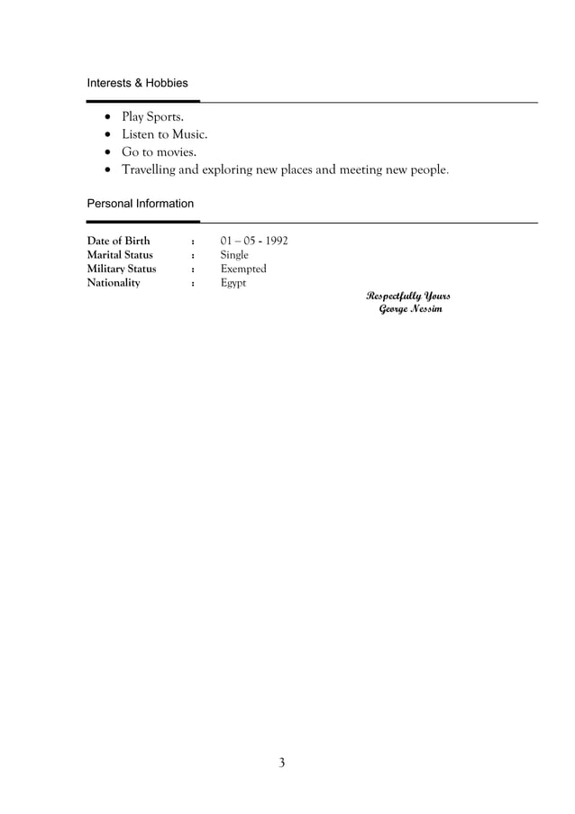 George's CV | DOC | Career Planning | Careers