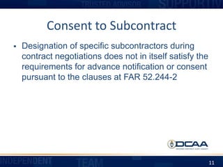 DCAA - Monitoring Subcontracts | PPTX