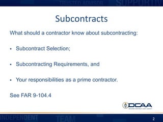 DCAA - Monitoring Subcontracts | PPTX