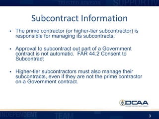 DCAA - Monitoring Subcontracts | PPTX