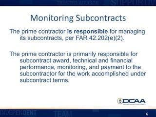 DCAA - Monitoring Subcontracts | PPTX
